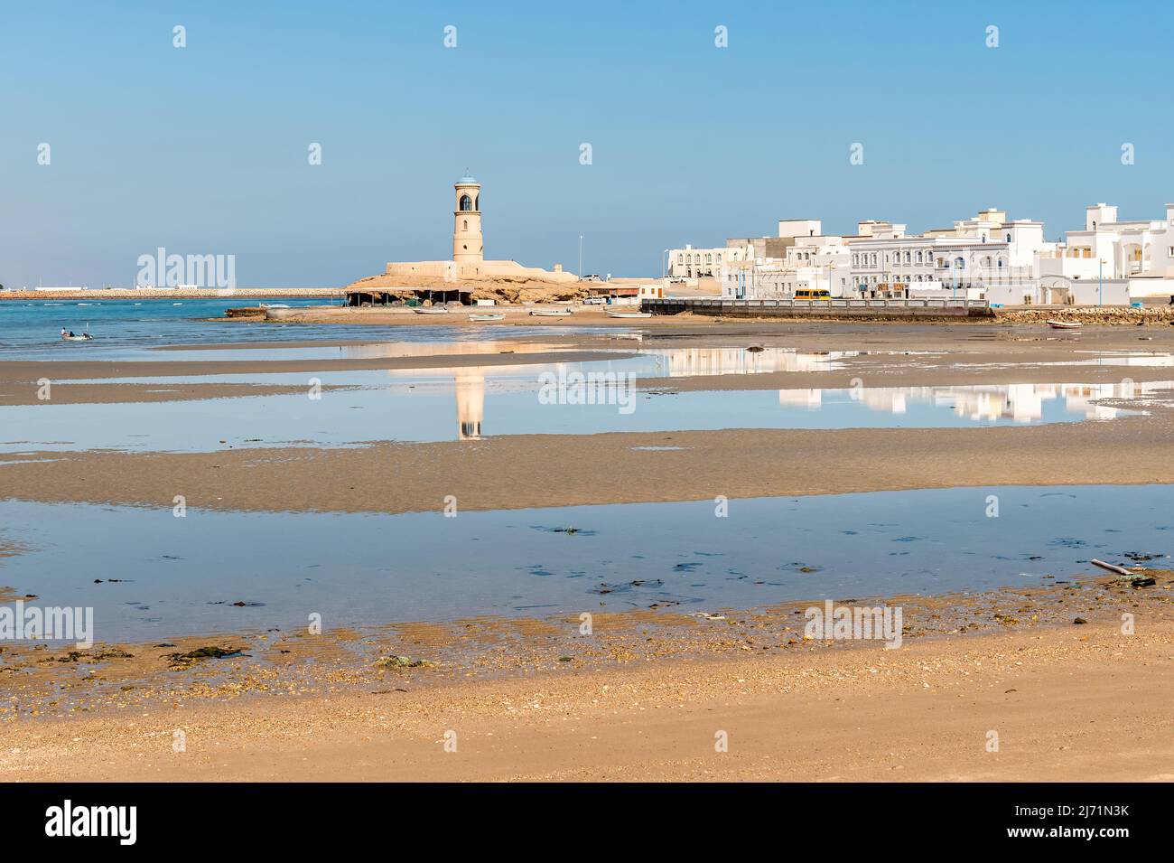 Landscape of the bay of Sur with Al Ayjah Lighthouse, Sultanate of Oman ...