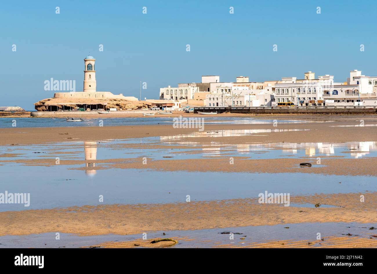 Landscape of the bay of Sur with Al Ayjah Lighthouse, Sultanate of Oman ...
