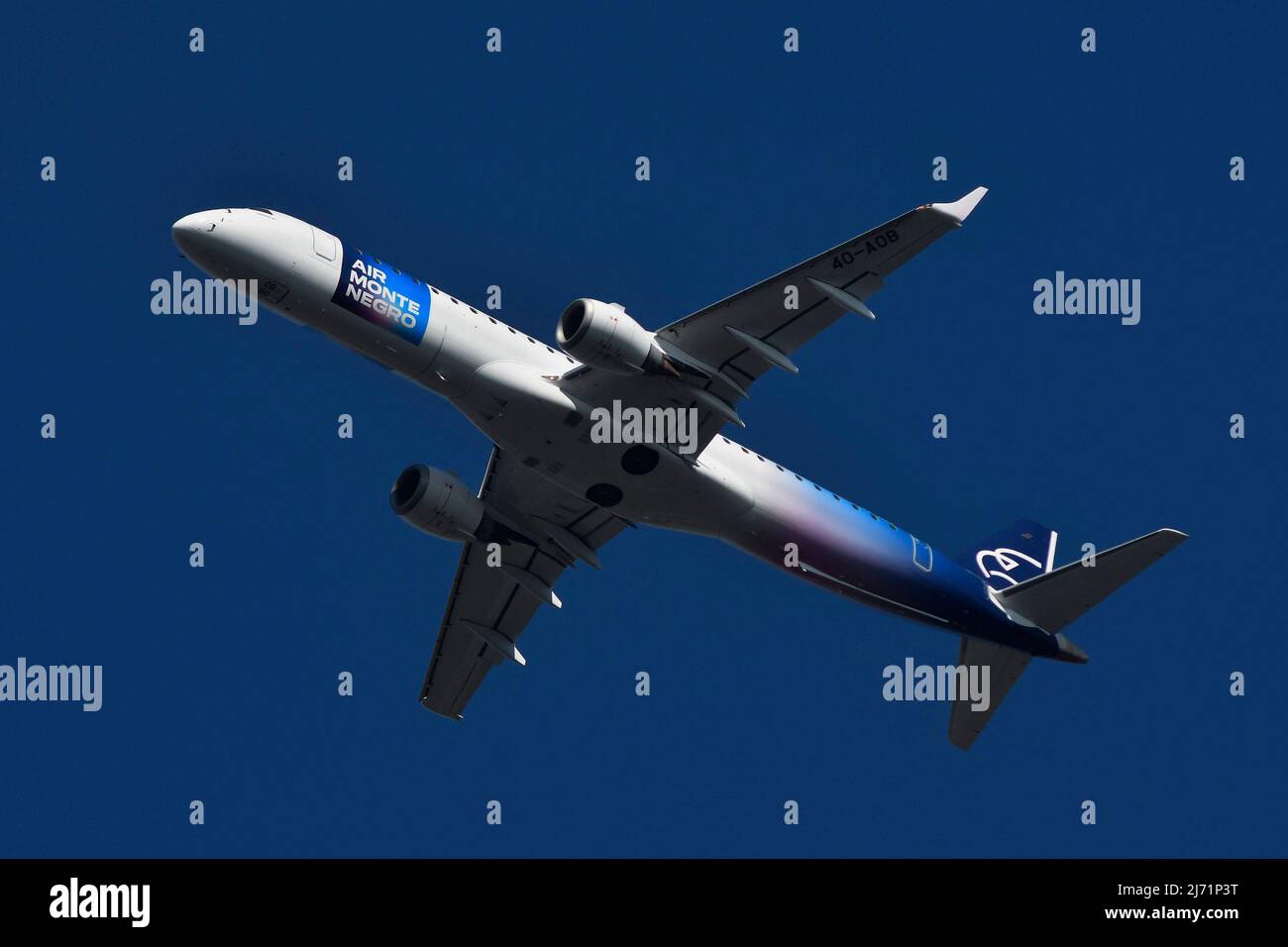 Air Montenegro Embraer 195 two engine jet aircraft in flight Stock ...