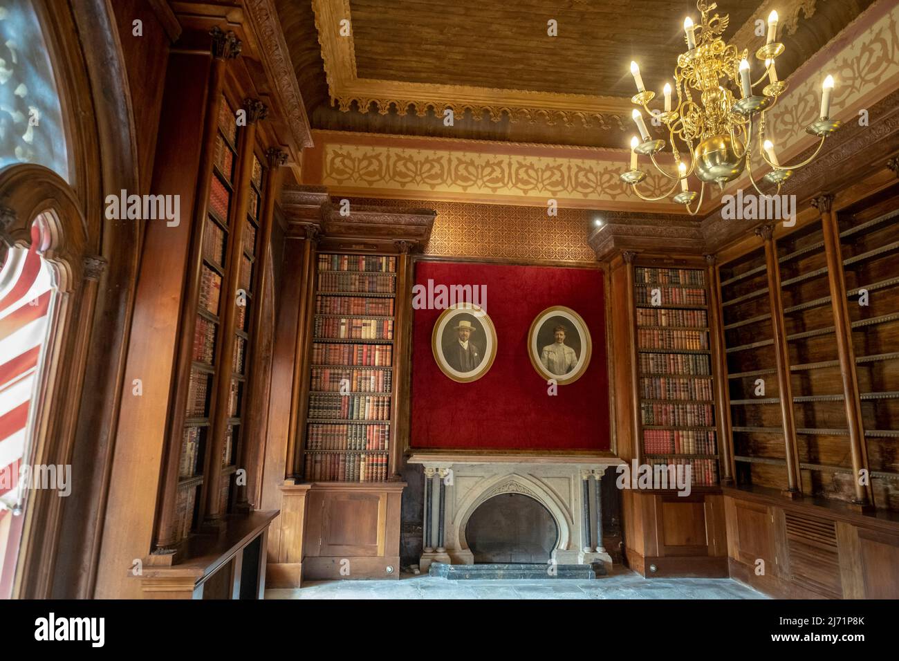 Montserrate Palace, Sintra, Portugal, library with painting of English ...