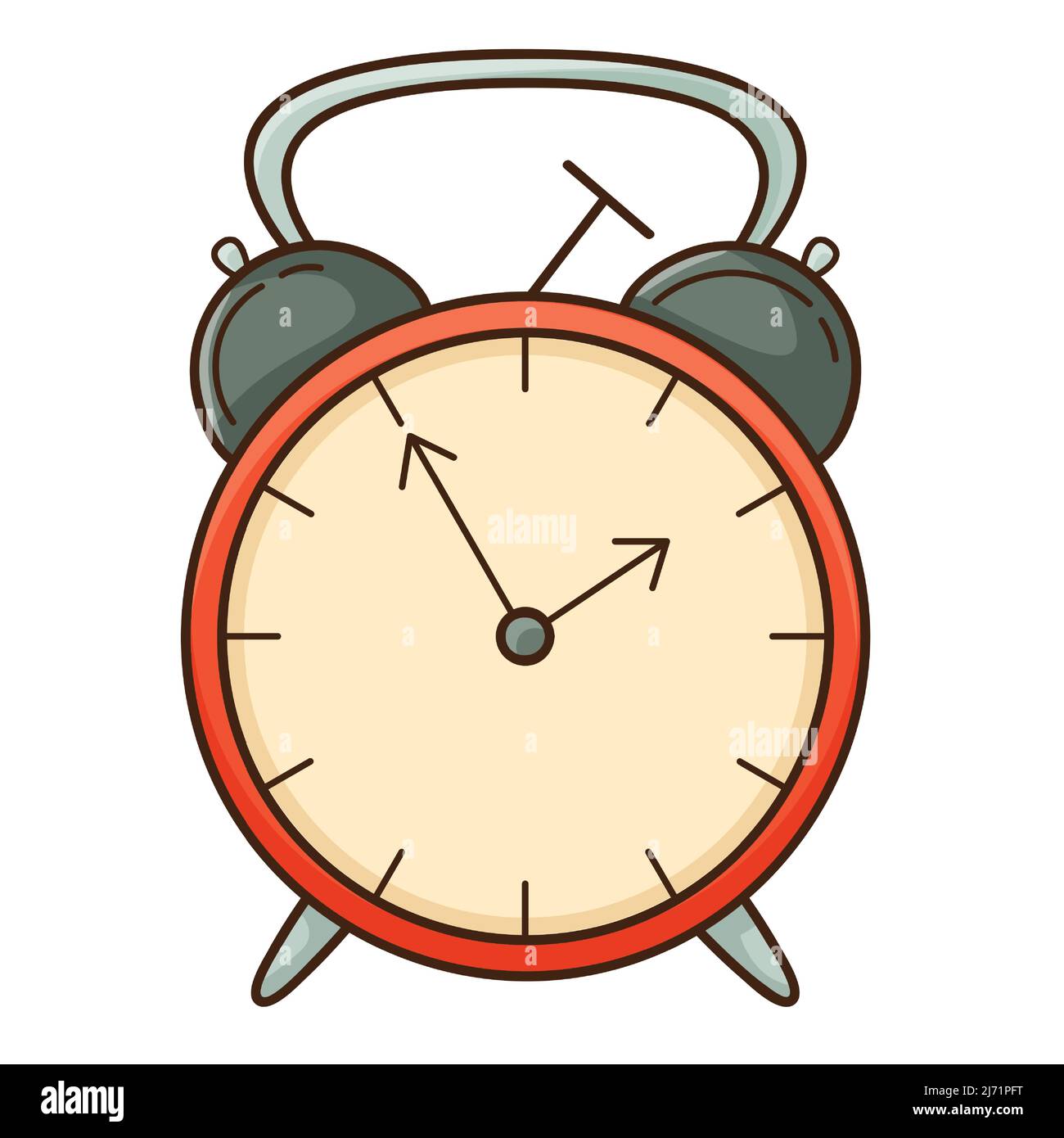 Classic mechanical alarm clock with a hammer. Design element with ...