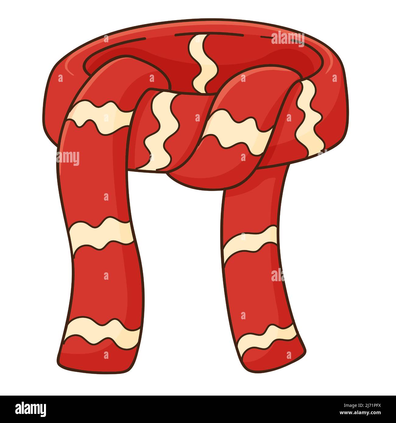 Red scarf with a pattern. Autumn and winter clothing. Design element ...