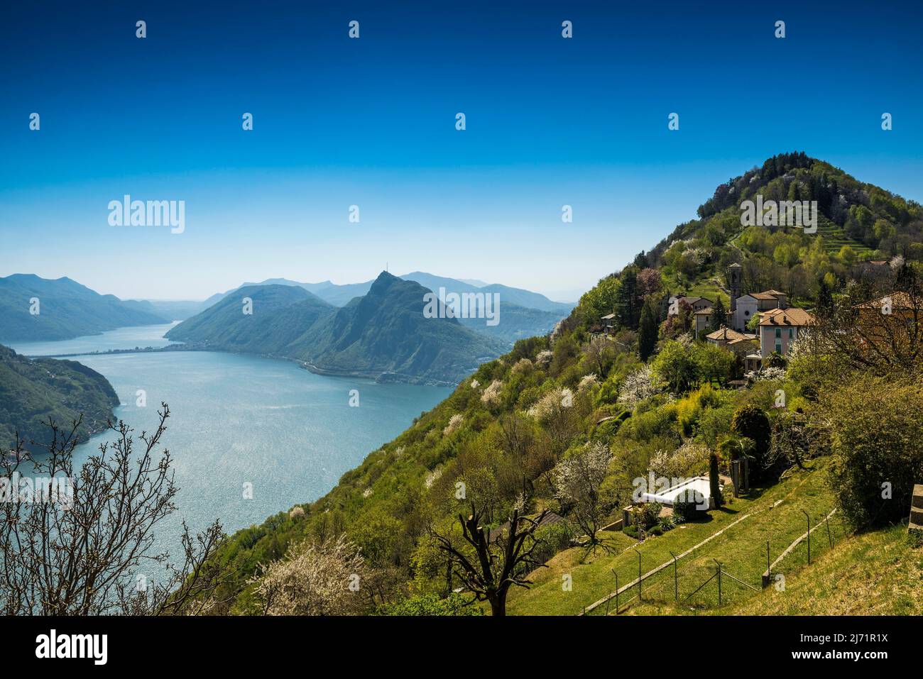 Village view Bre, Monte Bre, Lugano, Lake Lugano, Lago di Lugano ...