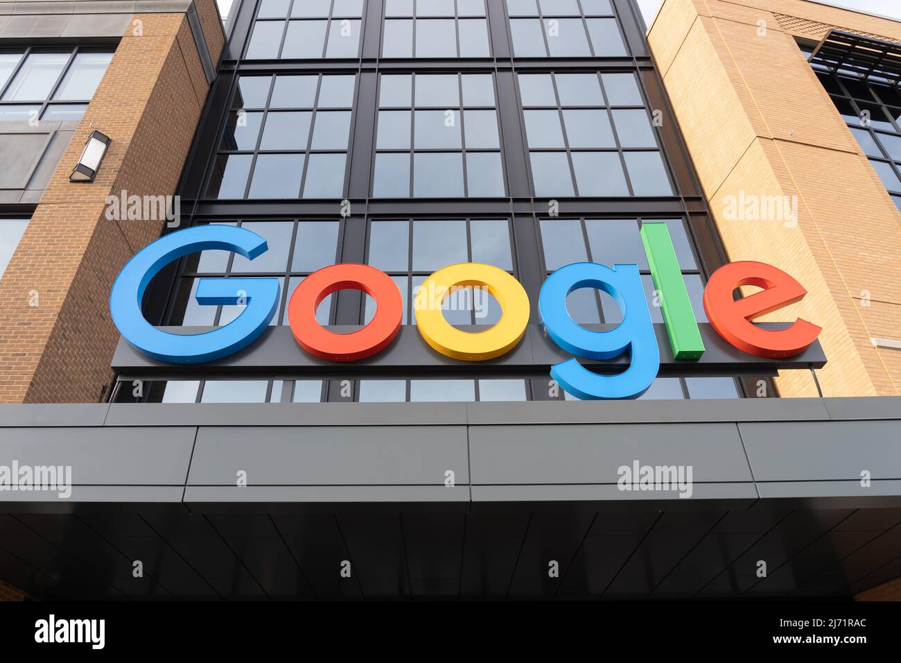 Detroit, Michigan, USA - December 26, 2021: Google logo sign on its ...