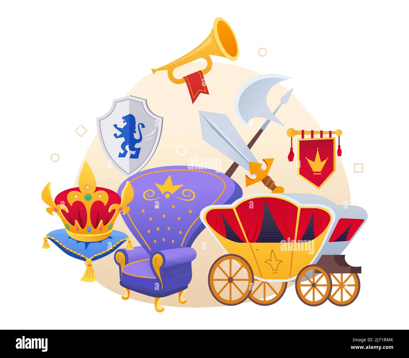 Items of the medieval kingdom - modern colored vector poster Stock ...