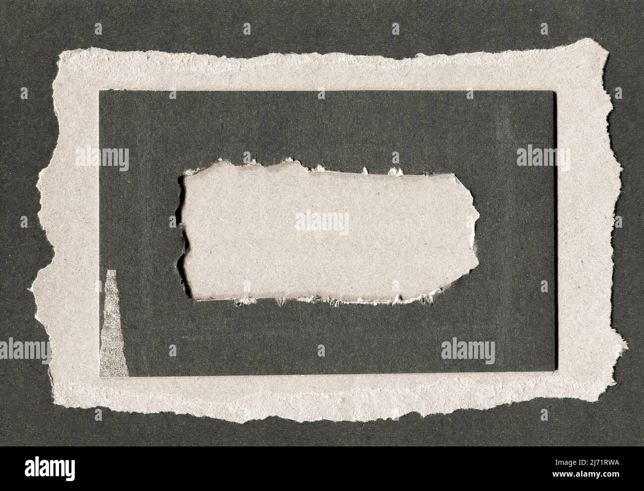 Frame of Old Damaged Paper Cardboard with torn hole on background of ...