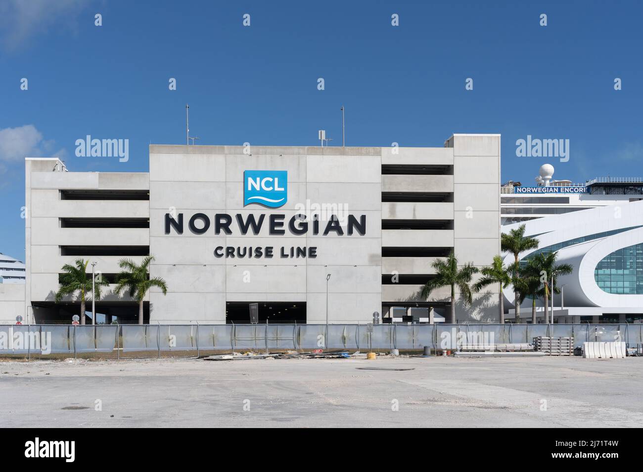 Miami, Fl, USA - January 2, 2022: Close up of Norwegian Cruise Line ...