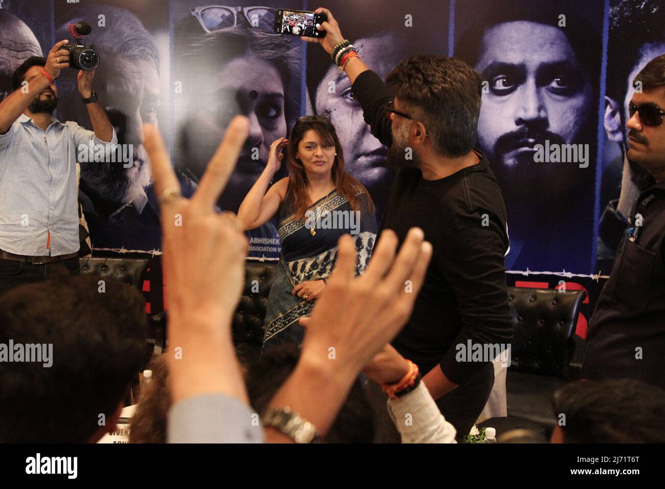 May 5, 2022, New Delhi, New Delhi, India: Indian film director Vivek Ranjan Agnihotri (2R) takes ...