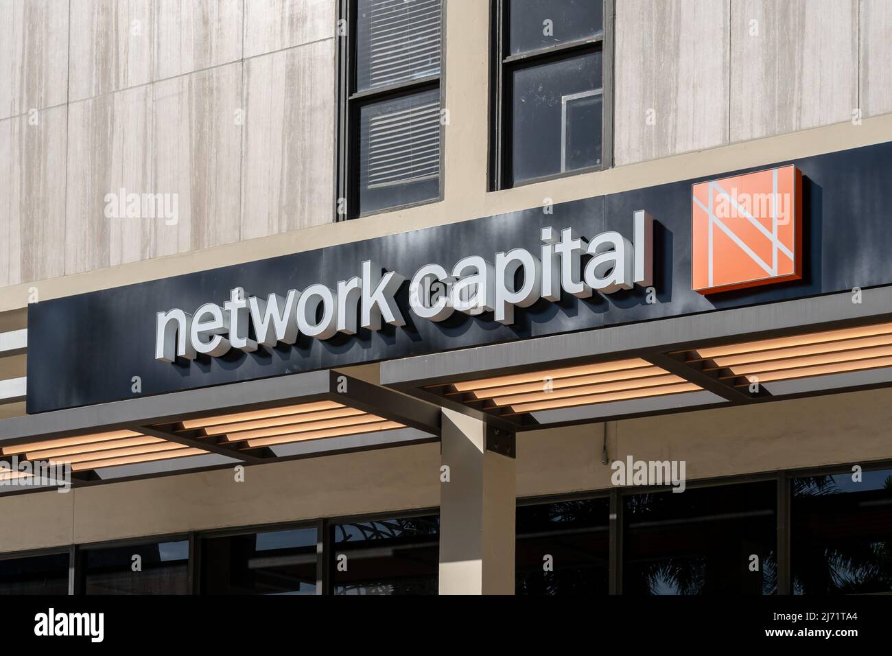 Miami, Florida, USA - January 2, 2022: Network Capital sign is shown at ...