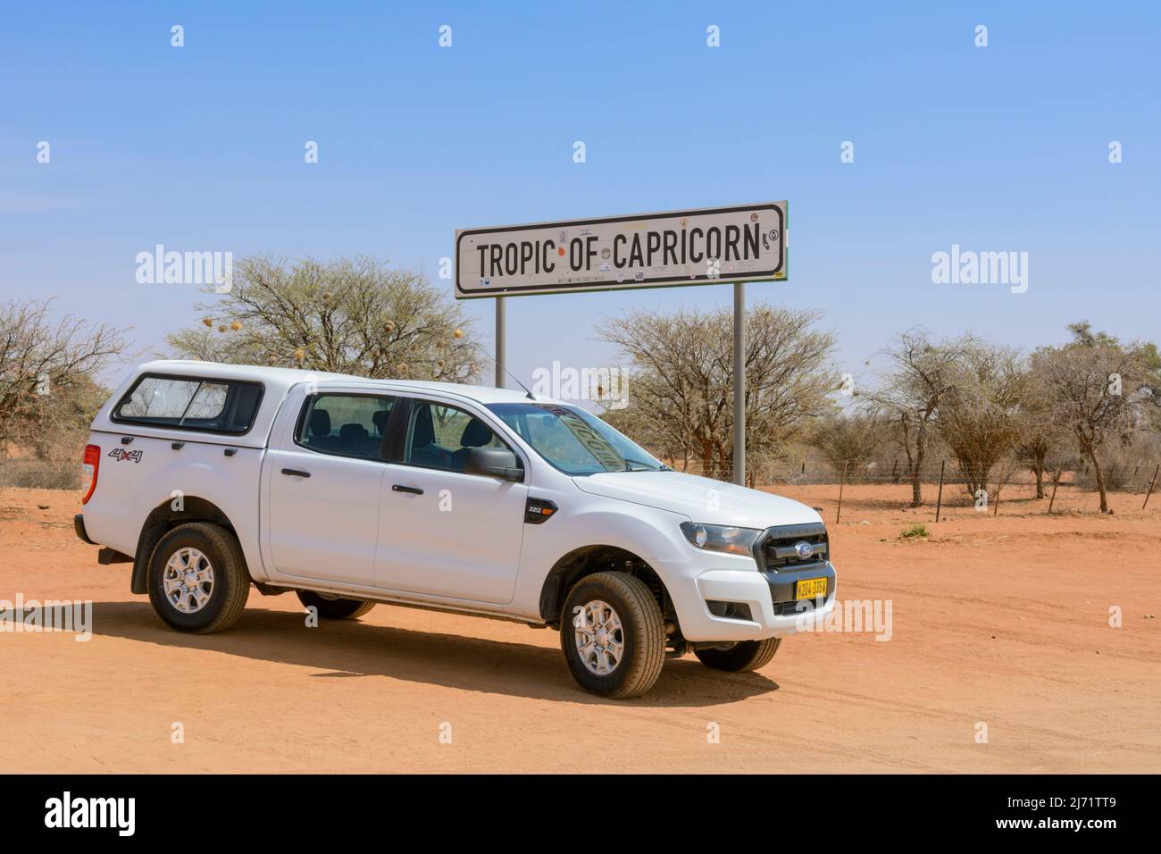 A road sign marking the Tropic of Capricorn (near Rehoboth) on the B1 ...