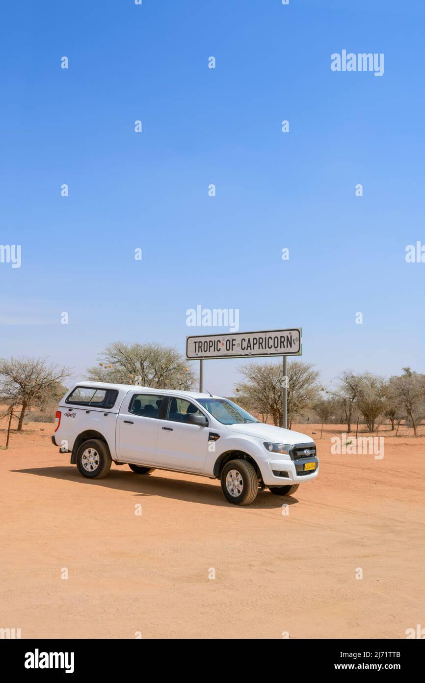 A road sign marking the Tropic of Capricorn (near Rehoboth) on the B1 ...
