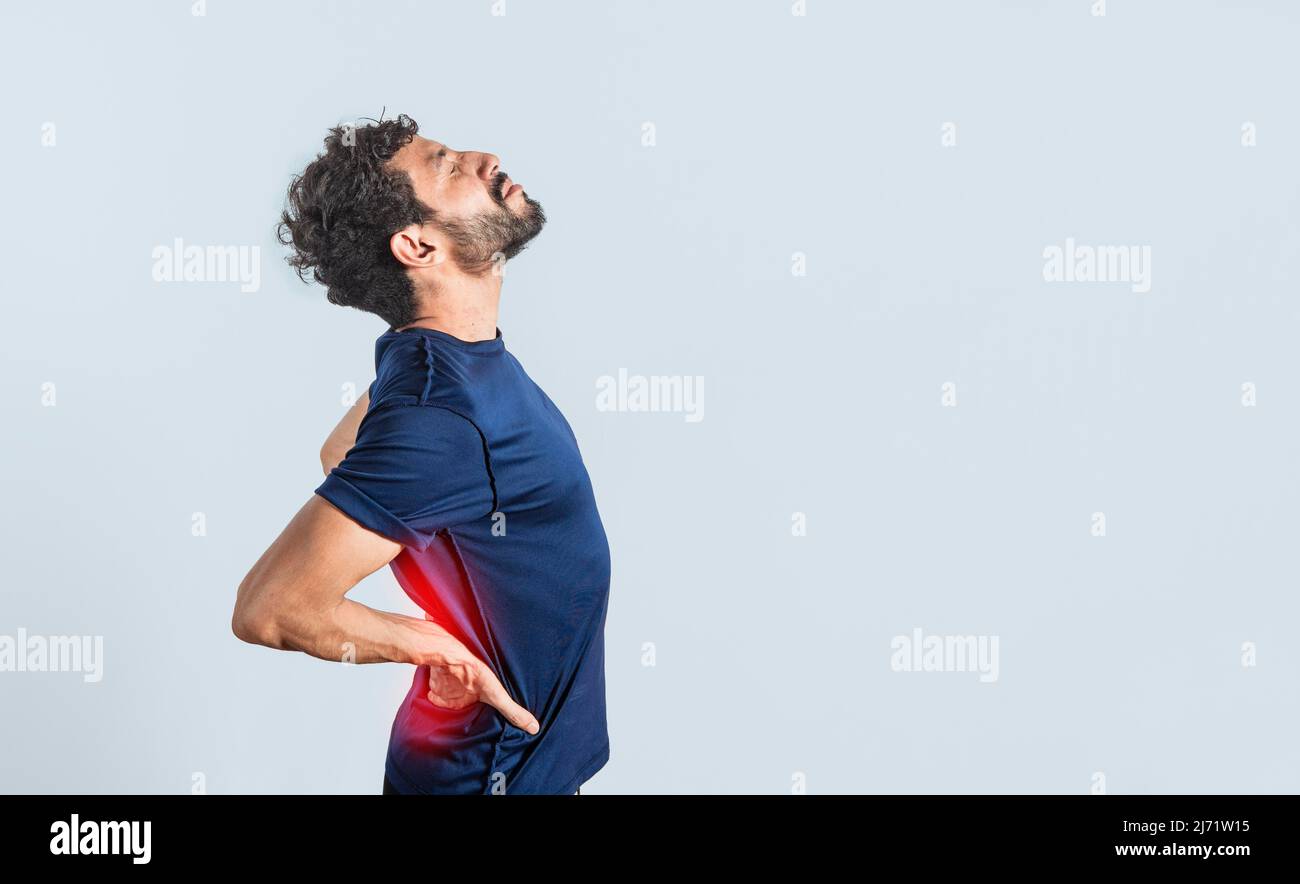 Man with spine problems, person with back problems on isolated ...
