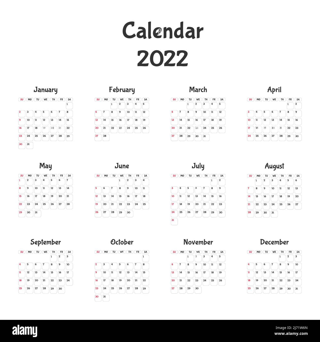 2022 Printable Calendar All Months
