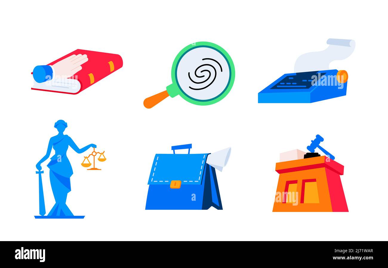 Crime and punishment - flat design style icons set Stock Vector Image ...