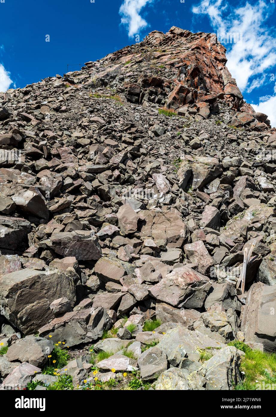 Monte Sief mountain peak in the Dolomites during beautiful summer day ...