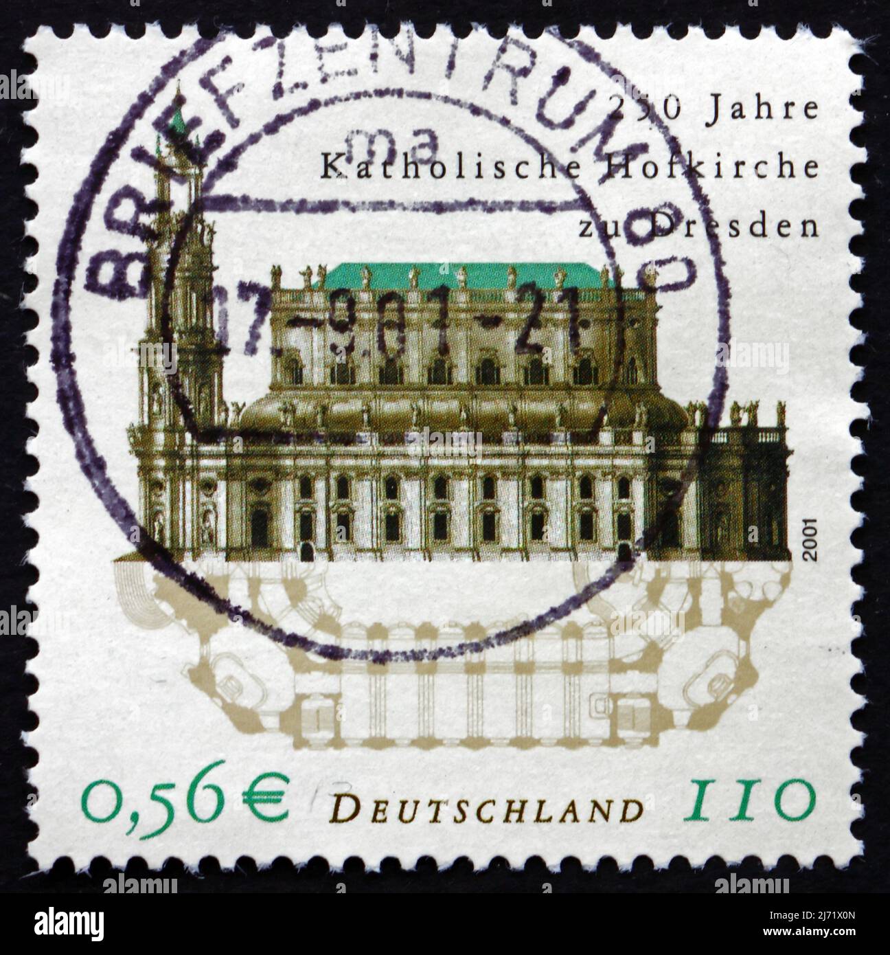 GERMANY - CIRCA 2001: a stamp printed in the Germany shows Dresden ...