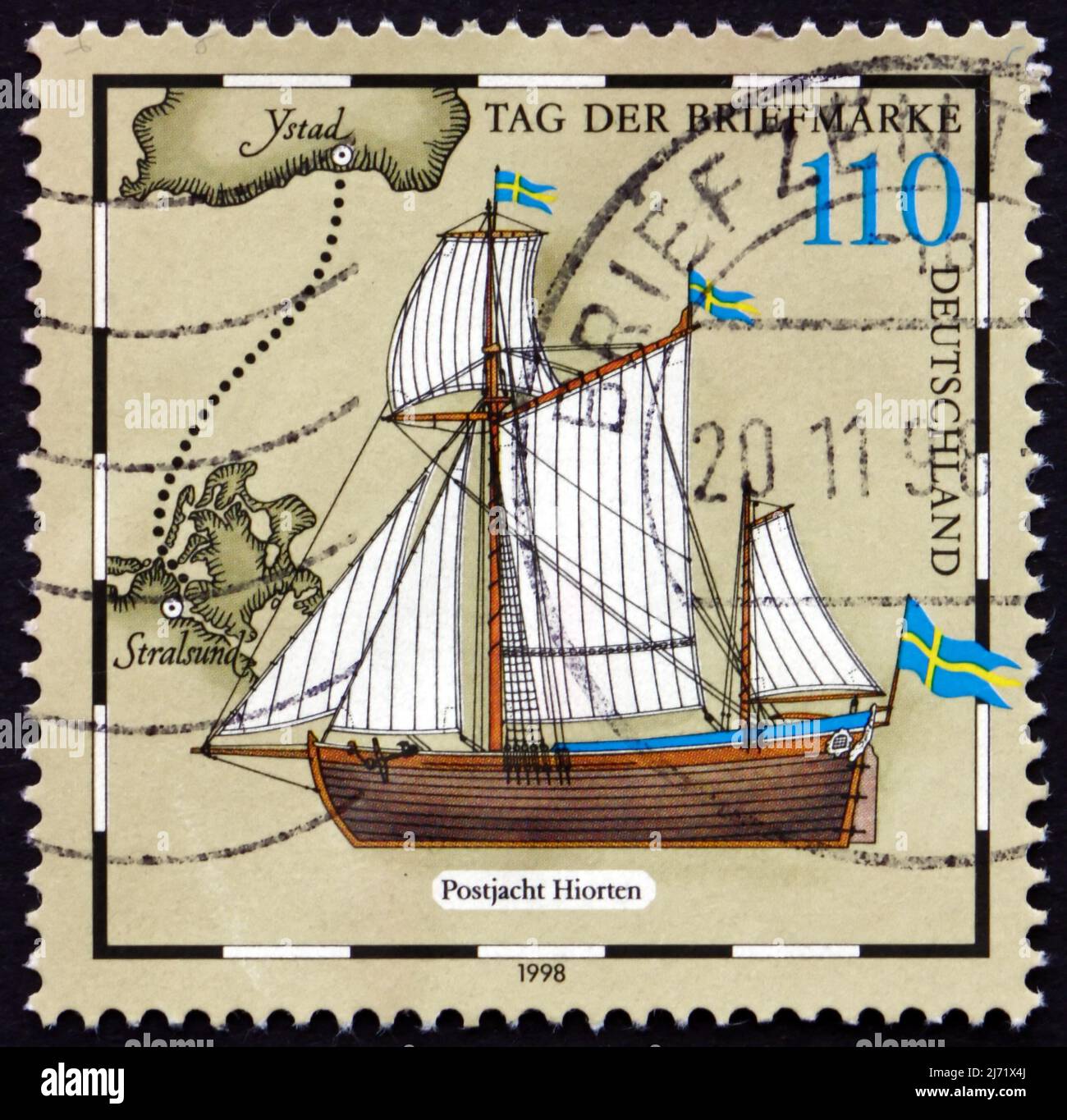 GERMANY - CIRCA 1998: a stamp printed in the Germany shows Swedish Mail ...