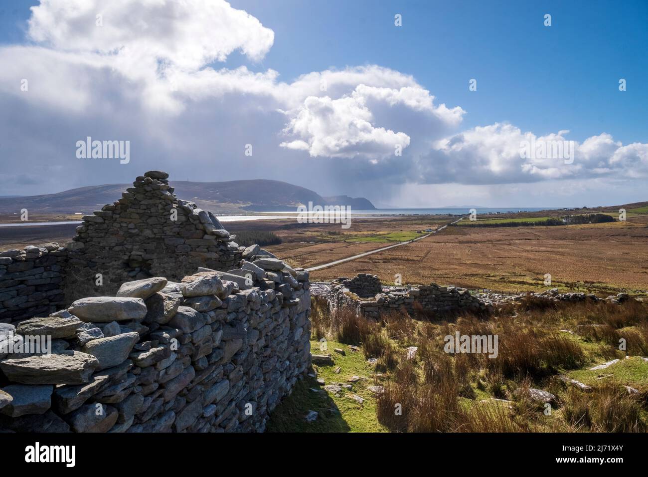 Slievemore Deserted Village, Achill Island, County Mayo, Ireland Stock ...