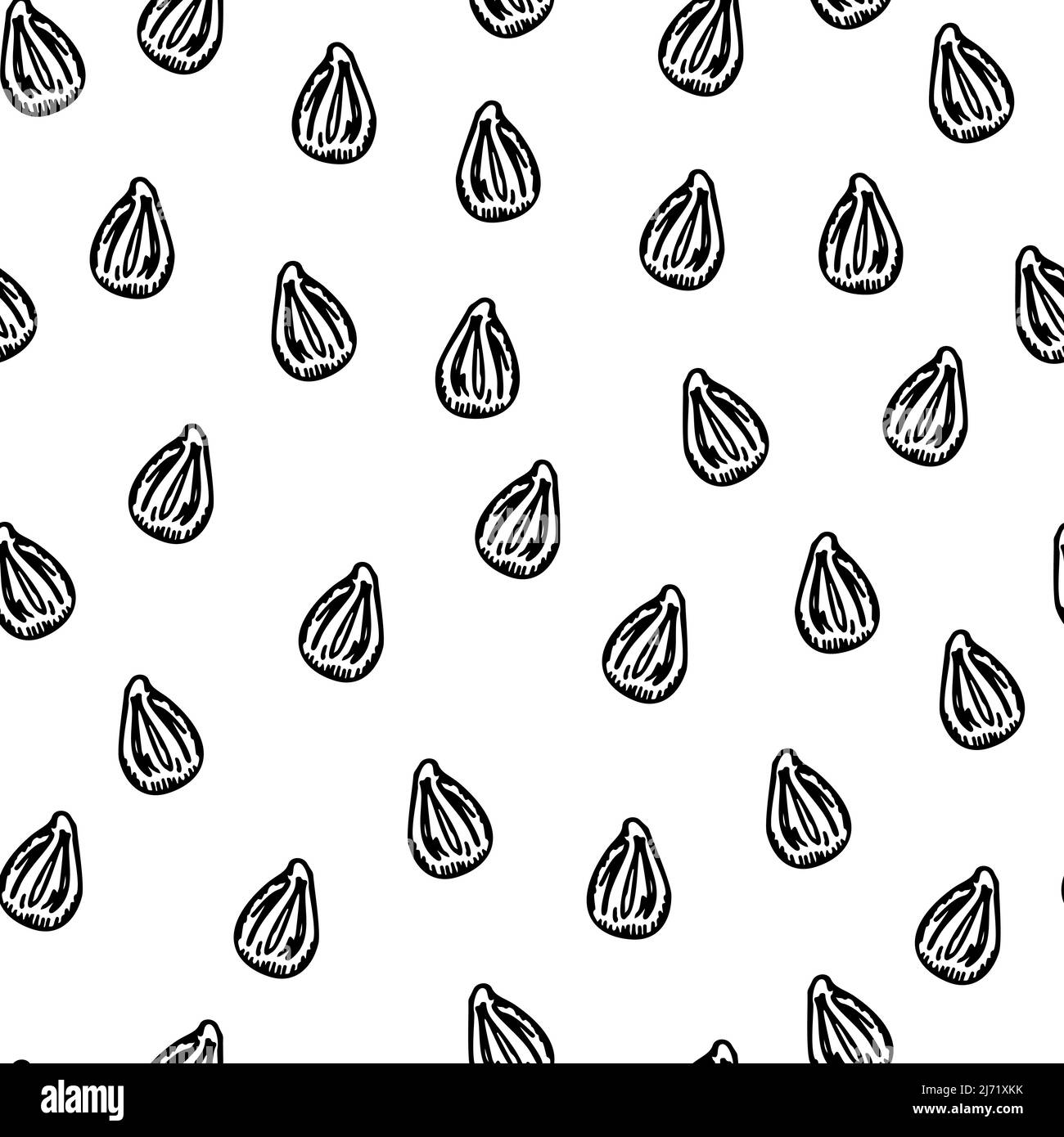 Seamless pattern engraved seeds. Vintage background plants kernels in ...
