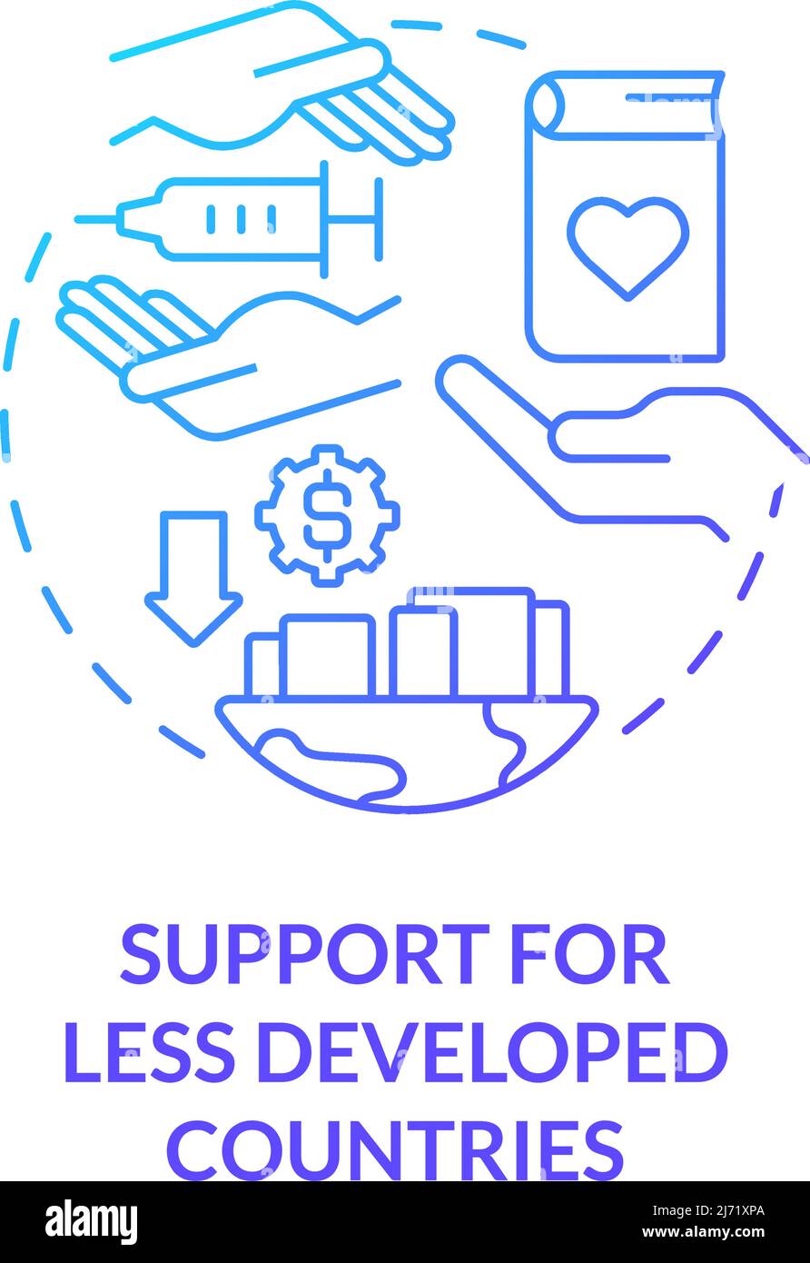 Support for less developed countries blue gradient concept icon Stock ...