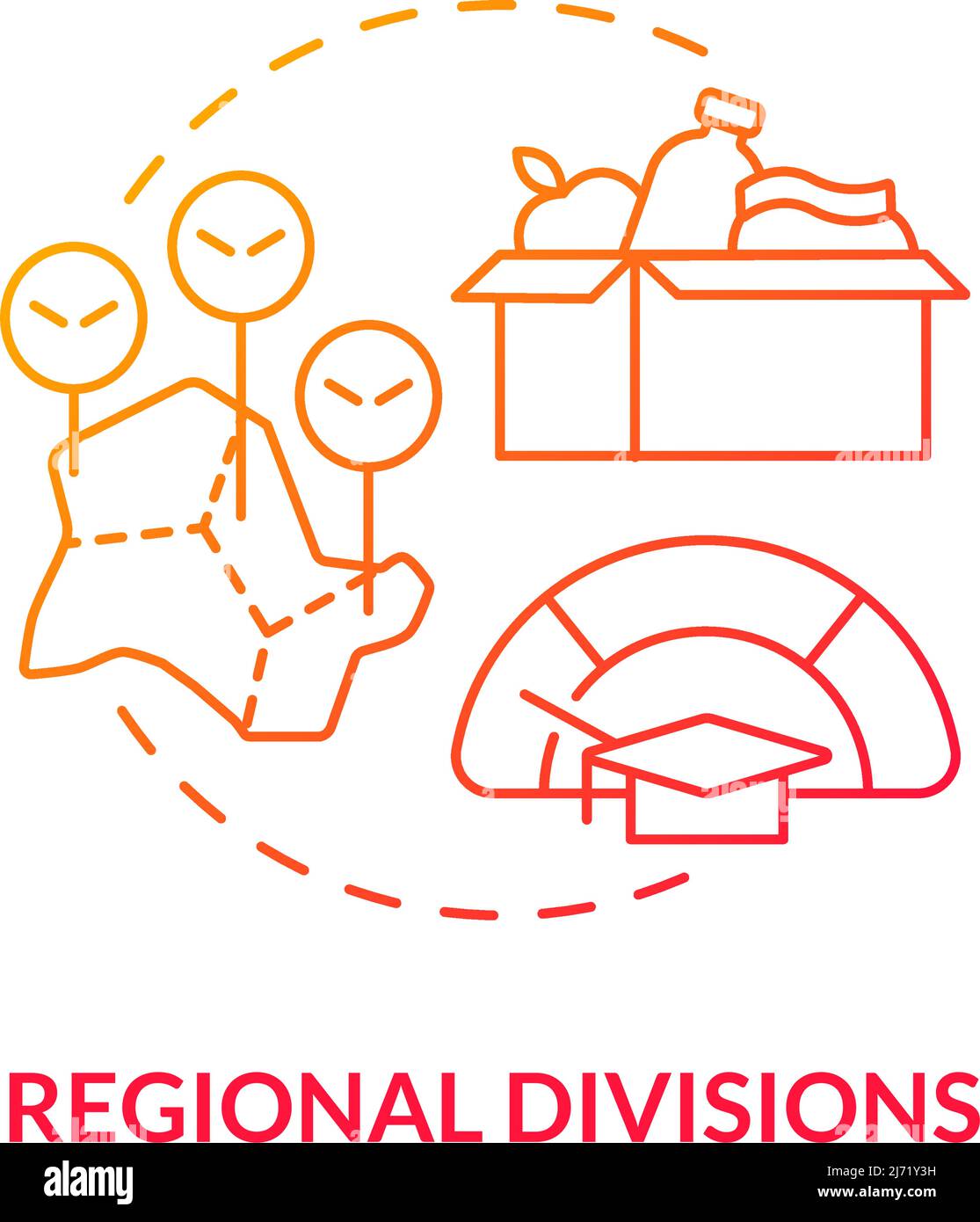 Regional divisions red gradient concept icon Stock Vector Image & Art ...