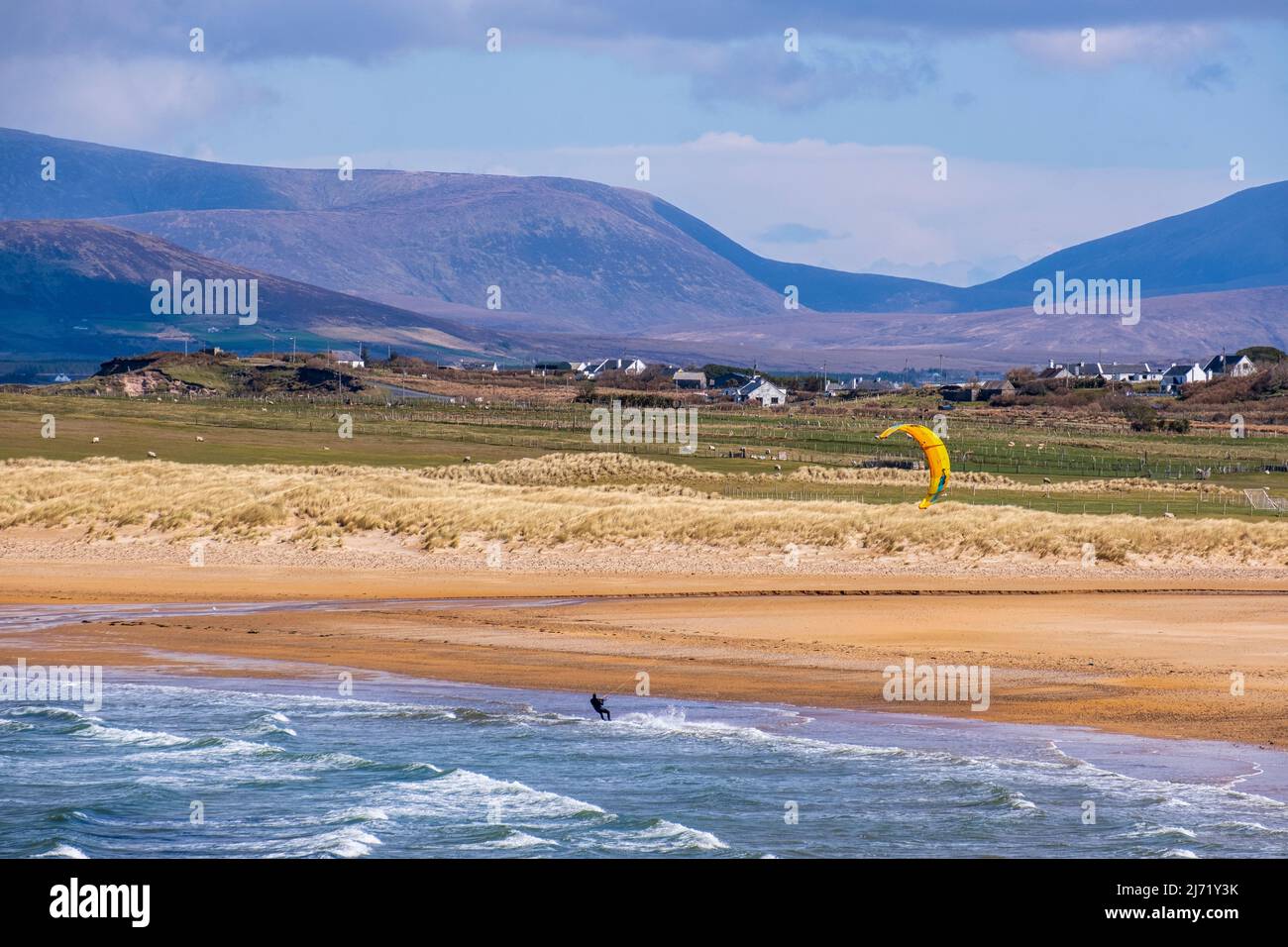 Kitesurfers off the Golden Strand, Achill Island, County Mayo, Ireland ...