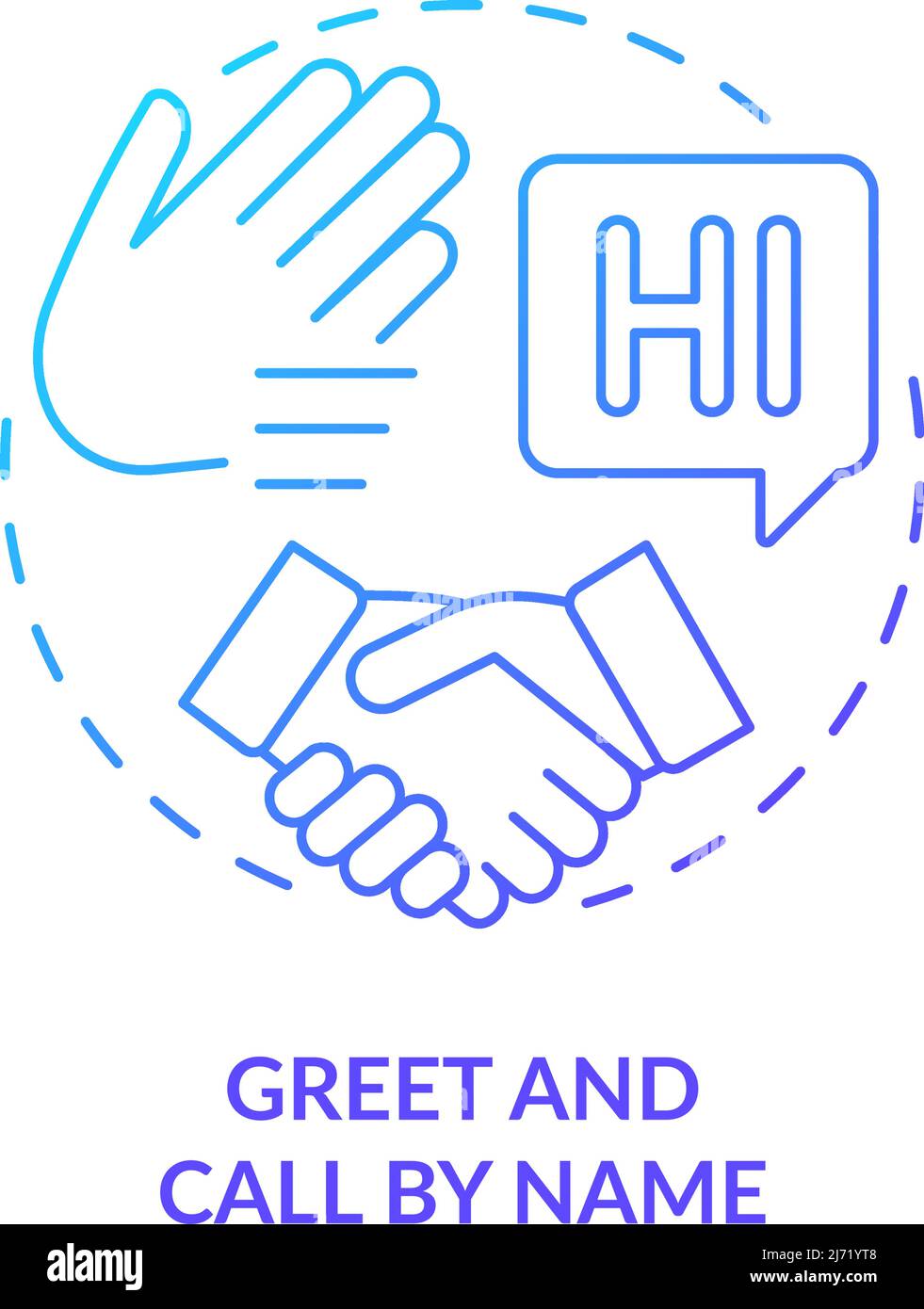 Greet and call by name blue gradient concept icon Stock Vector Image ...
