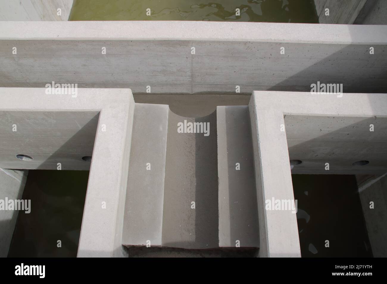 Inflow into a new primary clarifier in a sewage treatment plant Stock ...