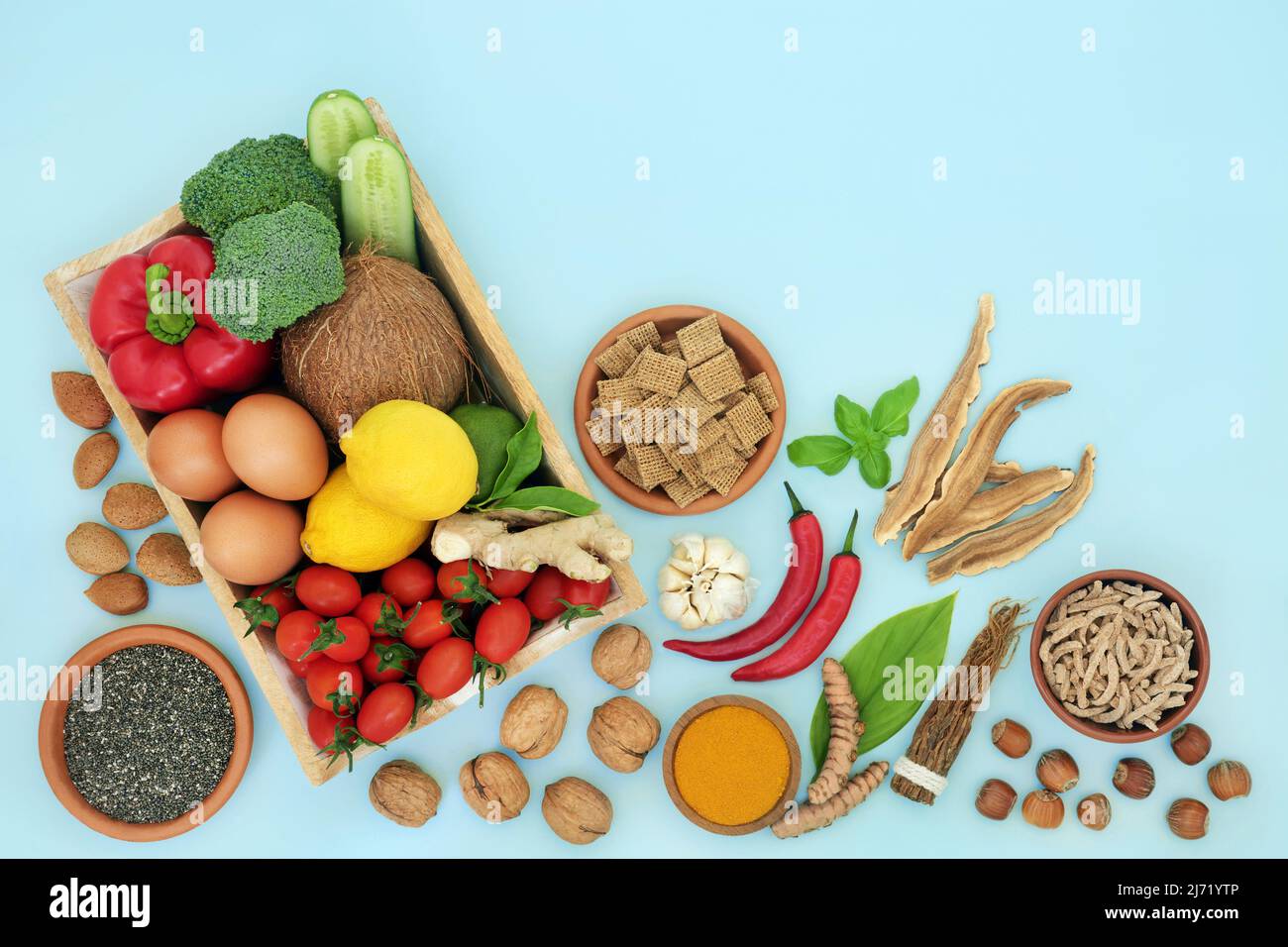 Healthy vegetarian nutrition for immune system boost with vegetables ...