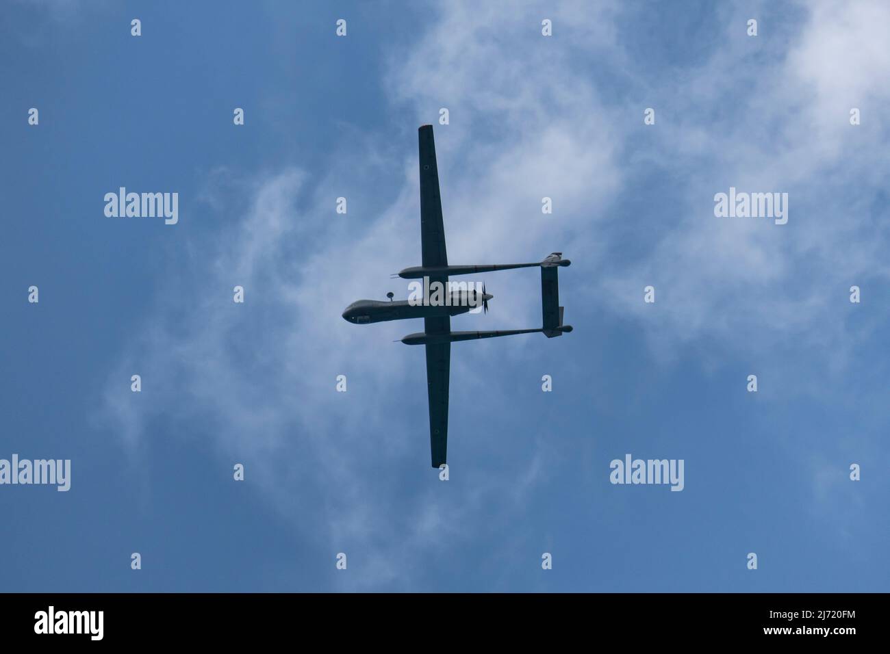 An Israeli IAI Heron TP in flight, also called Eitan in Israel which is ...