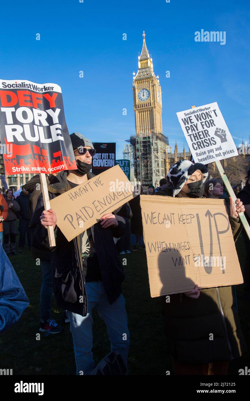 Participants gather during a Cost of Living Crisis demonstration in ...