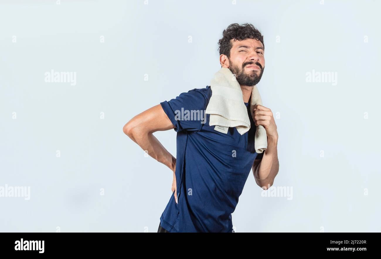 Person with back problems on isolated background, Man with spine ...