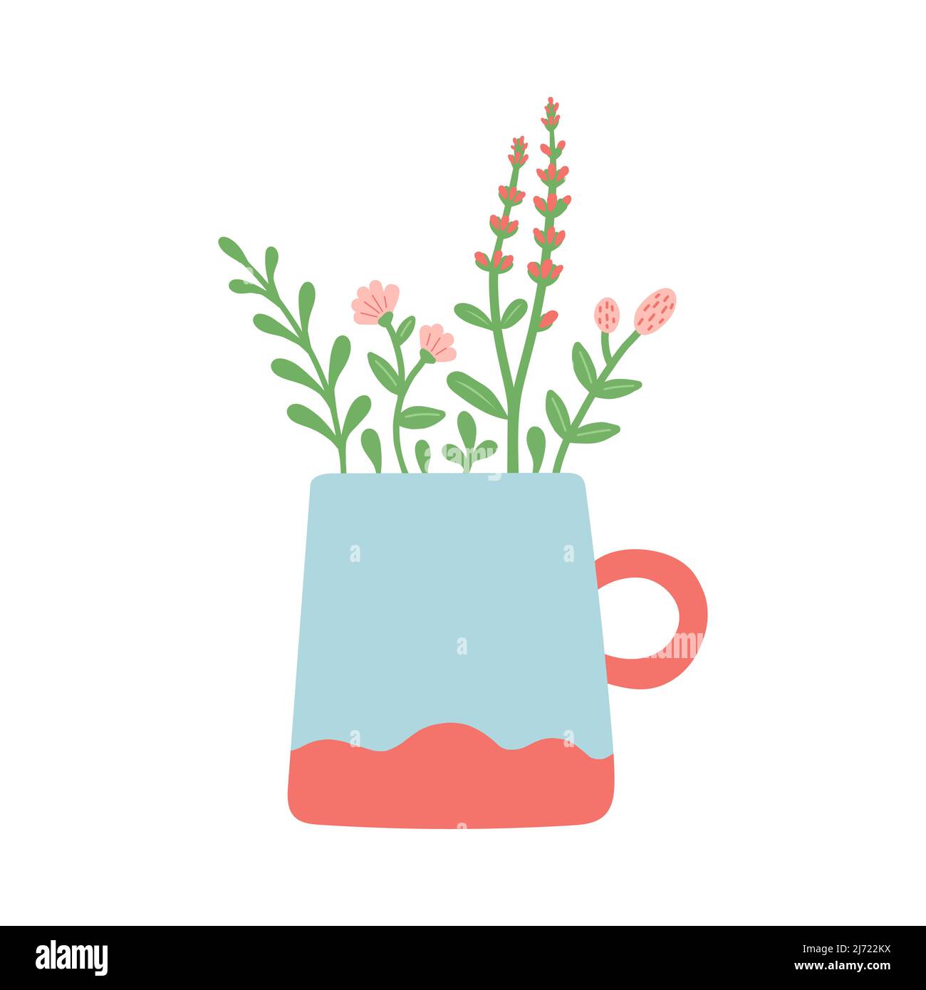 Flower in beautiful cup, flat design vector Stock Vector Image & Art ...