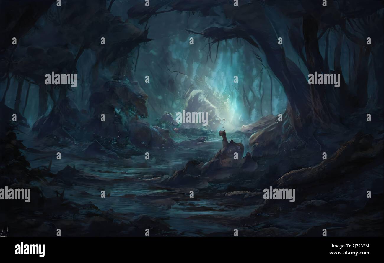 Fairytale forest illustration fantasy artwork hi-res stock photography ...