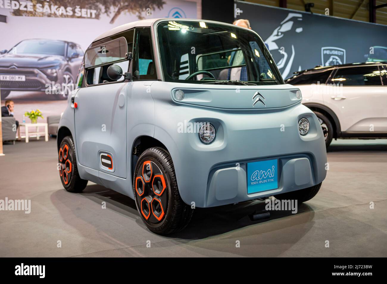 Riga, Latvia, April 29, 2022: Citroen Ami electric small ev car fun ...