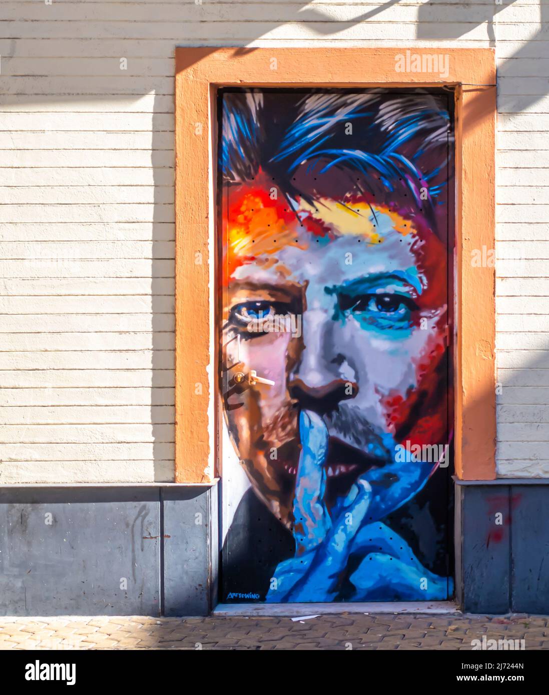 Mural depicting famous British singer, artist David Bowie with his ...