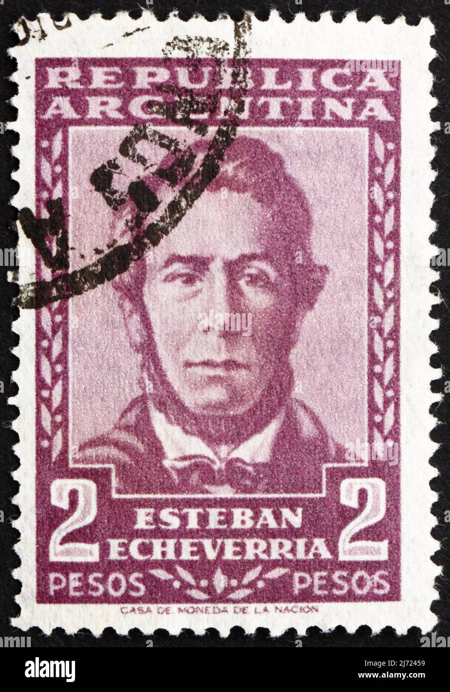 ARGENTINA - CIRCA 1957: a stamp printed in the Argentina shows Esteban ...