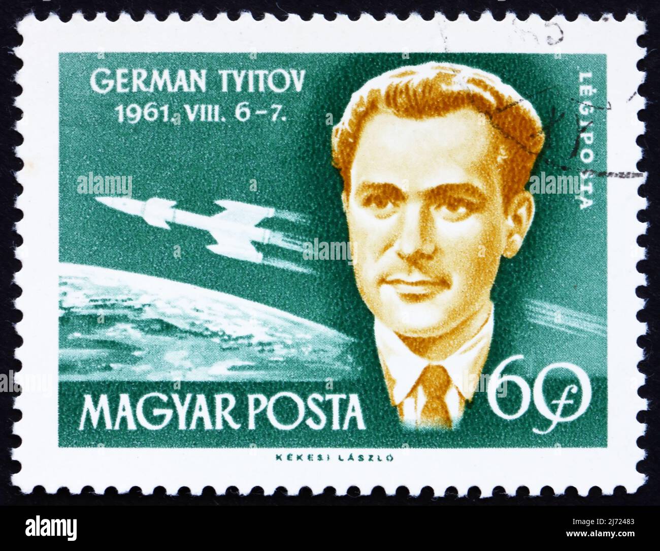 HUNGARY - CIRCA 1962: a stamp printed in the Hungary shows Gherman ...