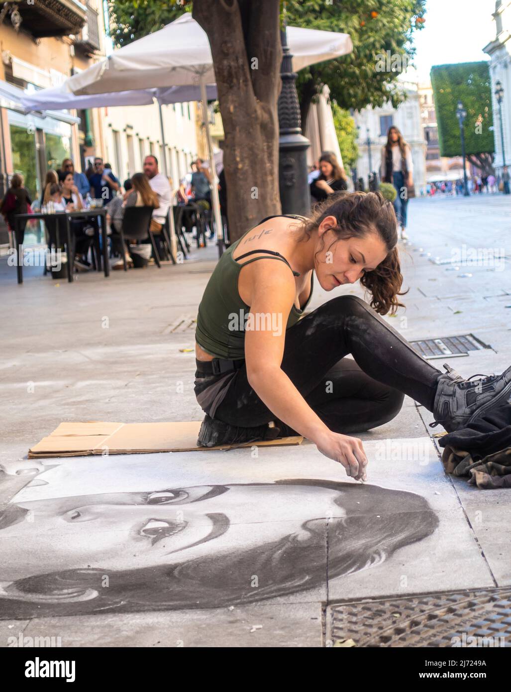 Woman pavement art spain hi-res stock photography and images - Alamy