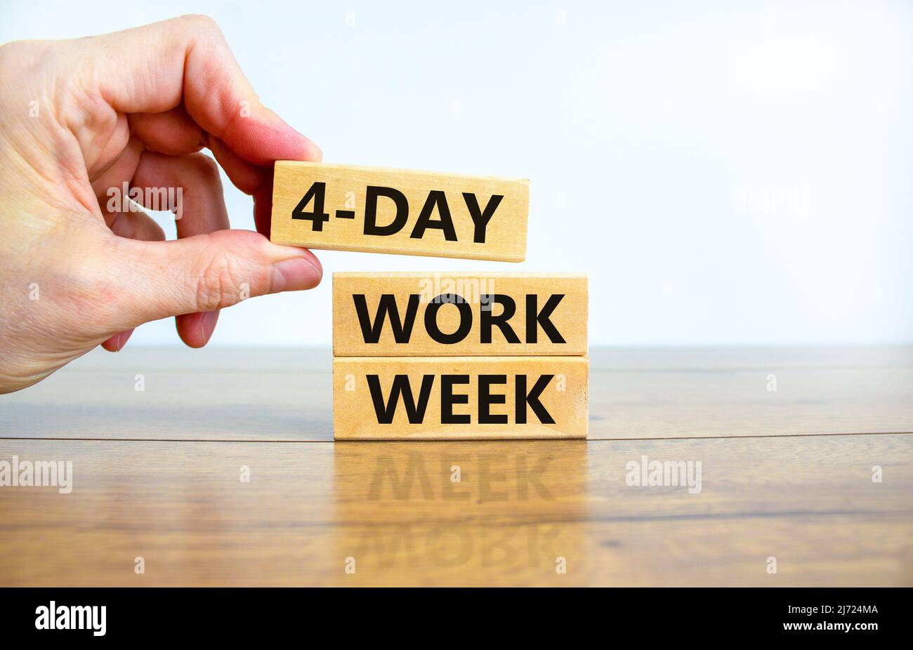 4-day work week symbol. Concept words 4-day work week on wooden blocks ...