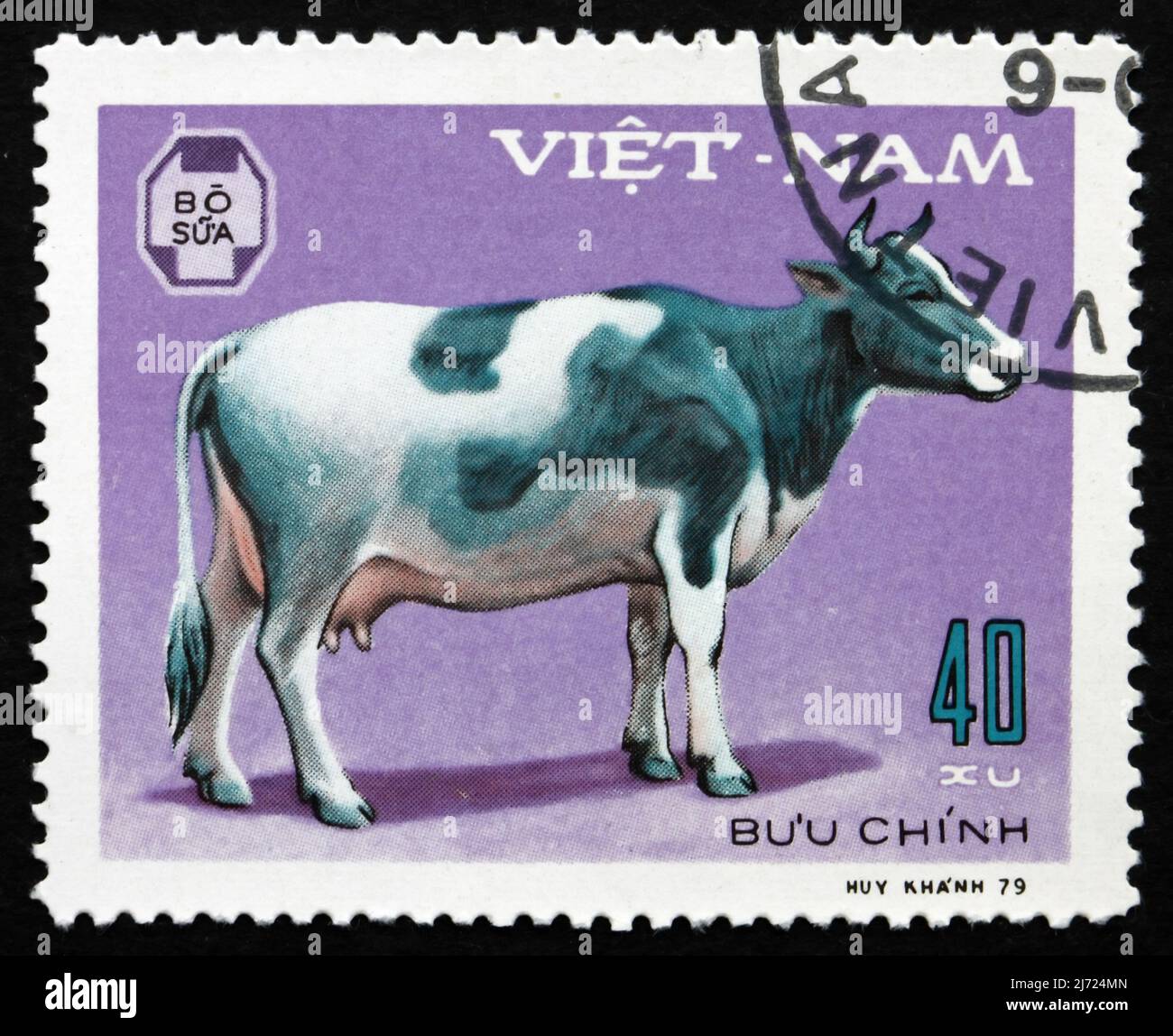 VIETNAM - CIRCA 1979: a stamp printed in Vietnam shows Cow, Domestic ...