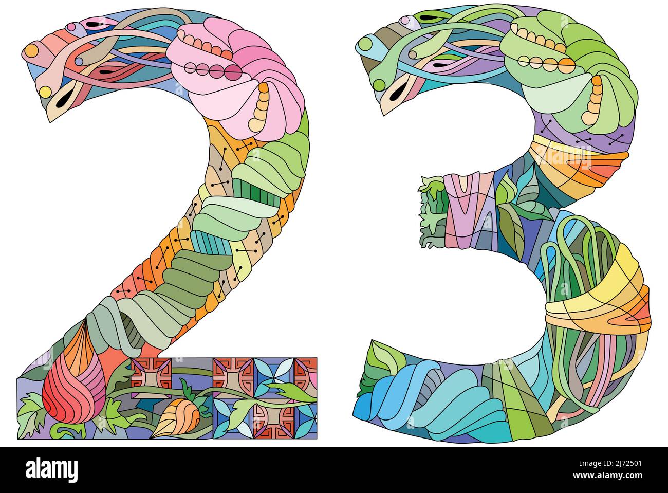 Twenty three number Isolated zentangle illustration for decoration ...