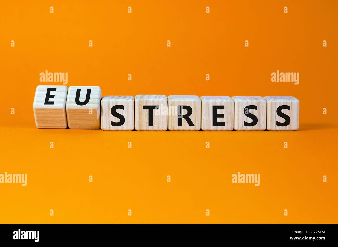 Eustress or stress symbol. Turned wooden cubes and changed the concept ...