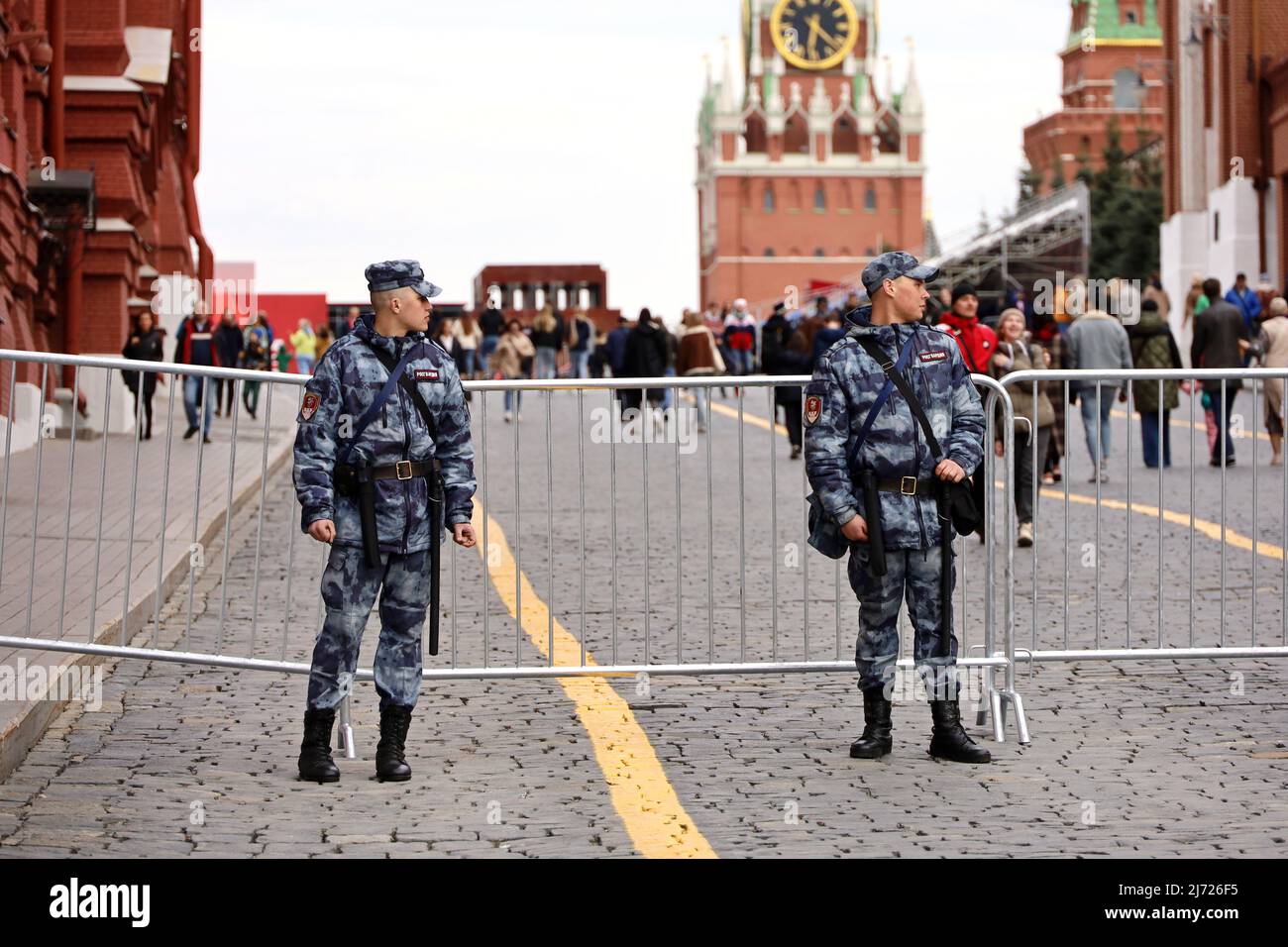 Soldiers of russian military forces of National Guard standing near the ...