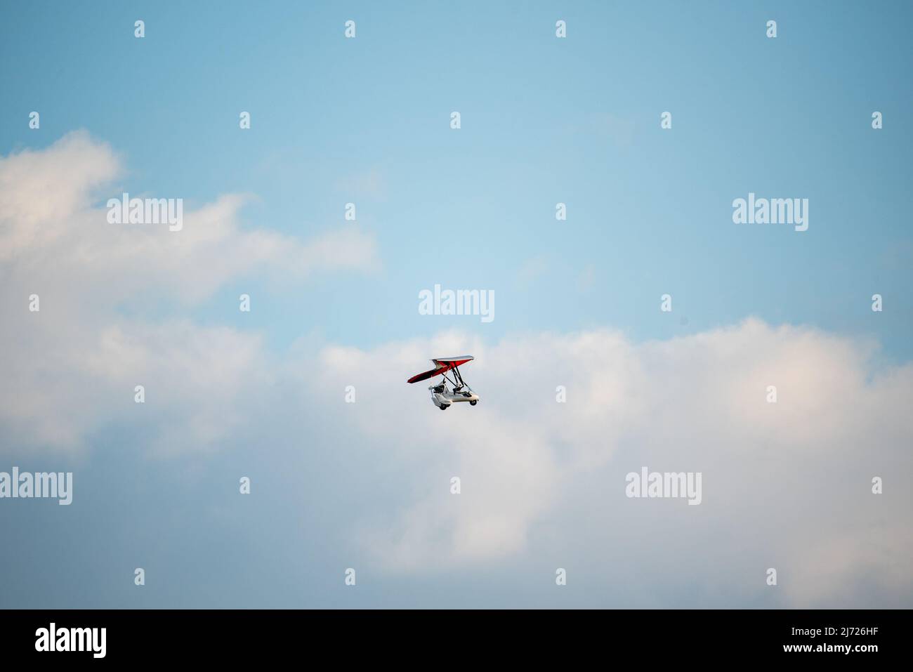 Warsaw, Poland - July 15, 2020: Power hang glider flight at sunset ...