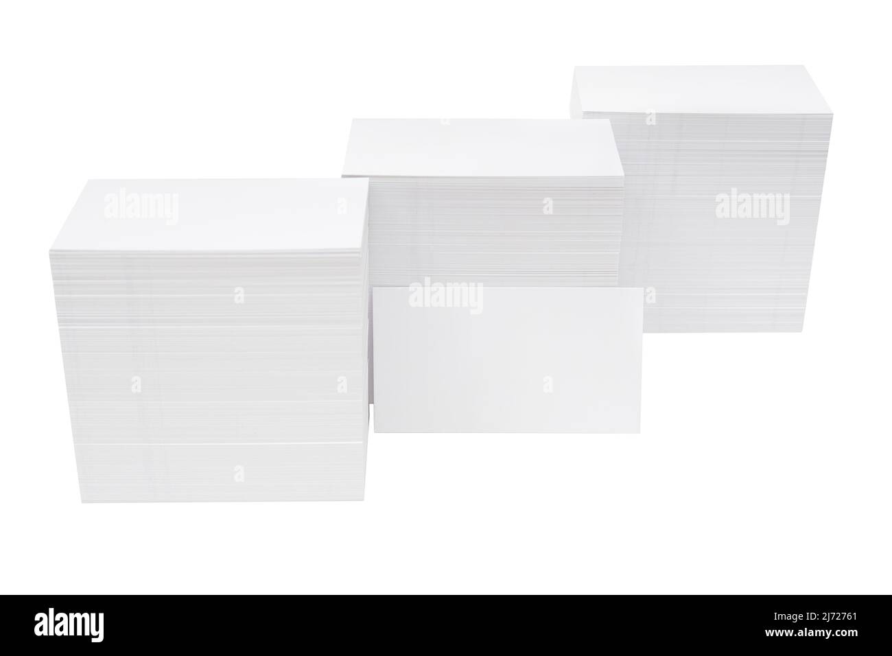 Three stacks of business cards isolated on white background. Branding ...