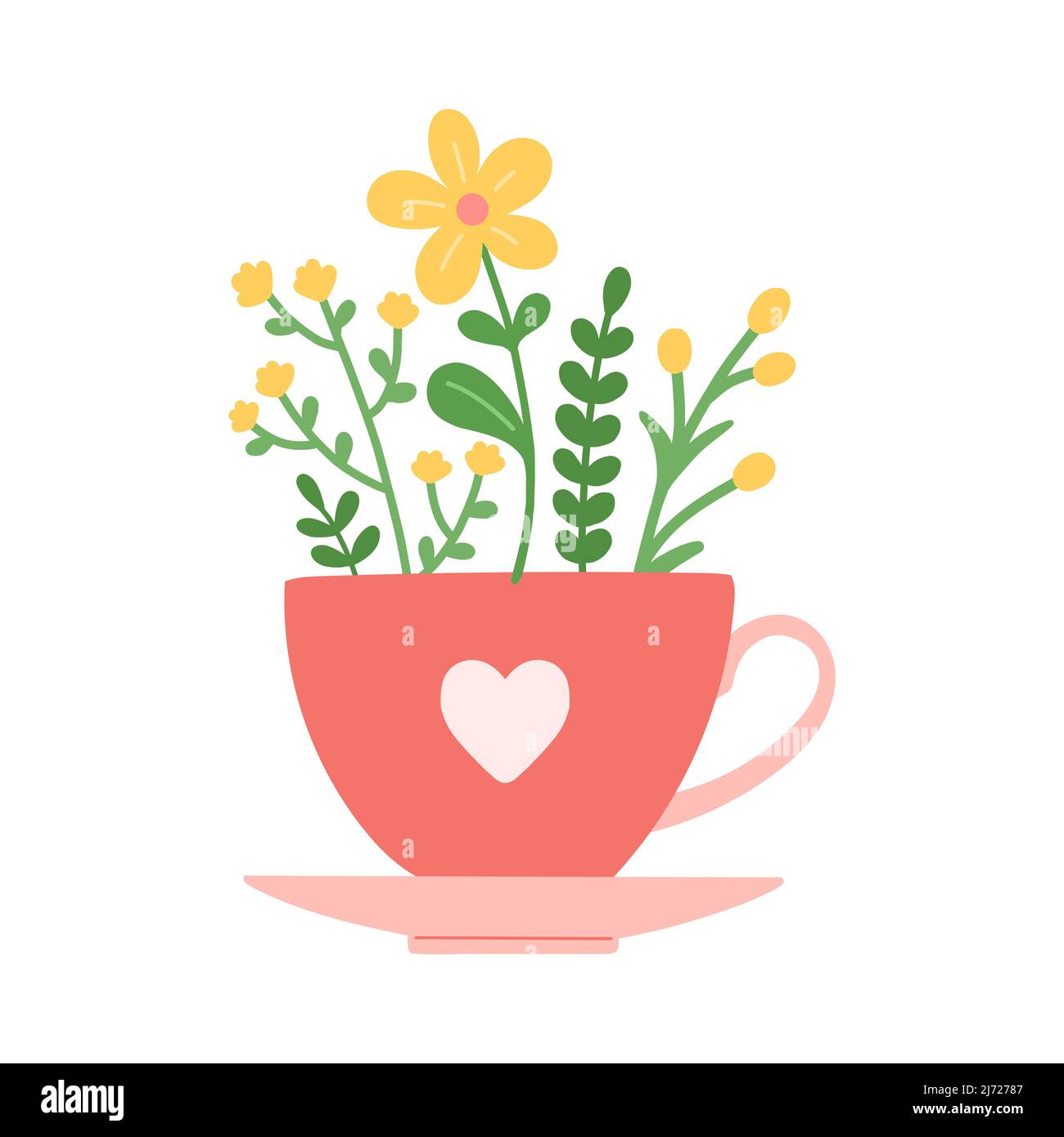 Flower in beautiful cup, flat design vector Stock Vector Image & Art ...