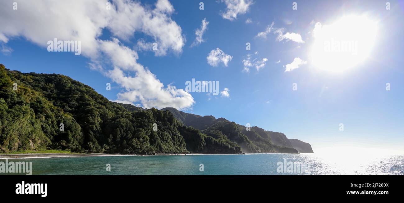 Grand-Rivière beach and cliff, Martinique, French Antilles Stock Photo ...