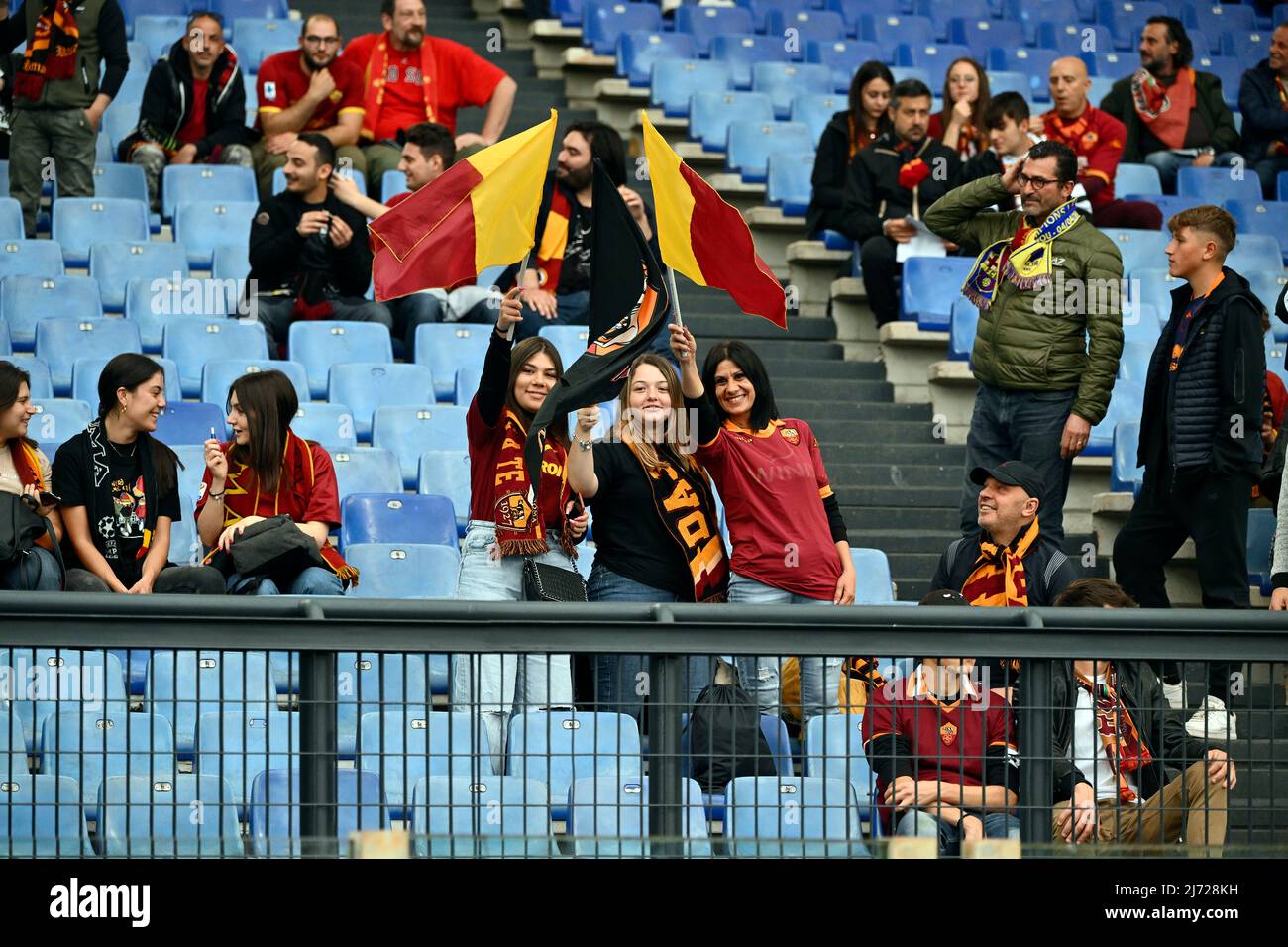 Roma fans in the stands at the stadio olimpico hi-res stock photography ...
