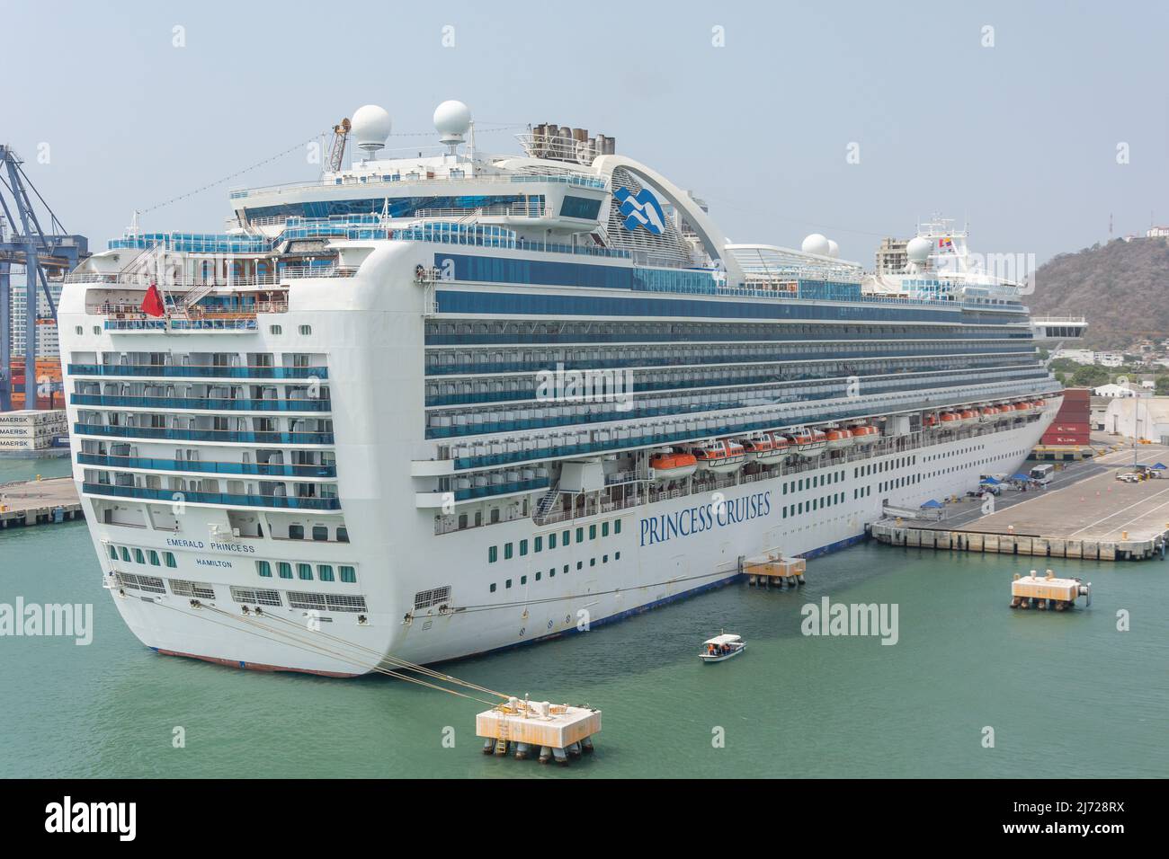Emerald princess cruises cruise ship moored at puerto de cartage hi-res ...
